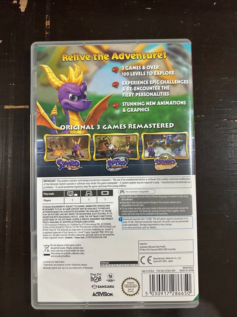 Spyro Reignited Trilogy- Nintendo Switch, Video Gaming, Video Games, Nintendo on Carousell