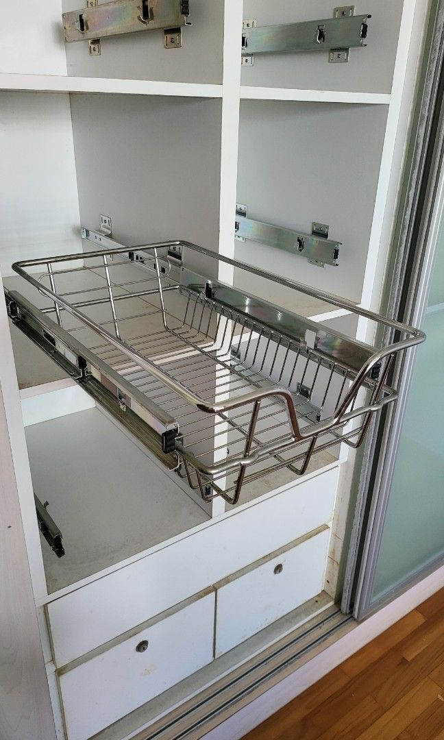 Stainless steel tray drawer and track set, Furniture & Home Living ...