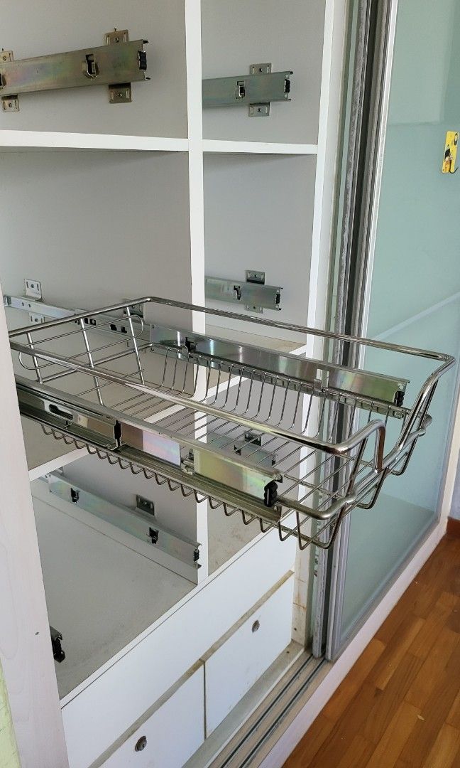 Stainless steel tray drawer and track set, Furniture & Home Living ...