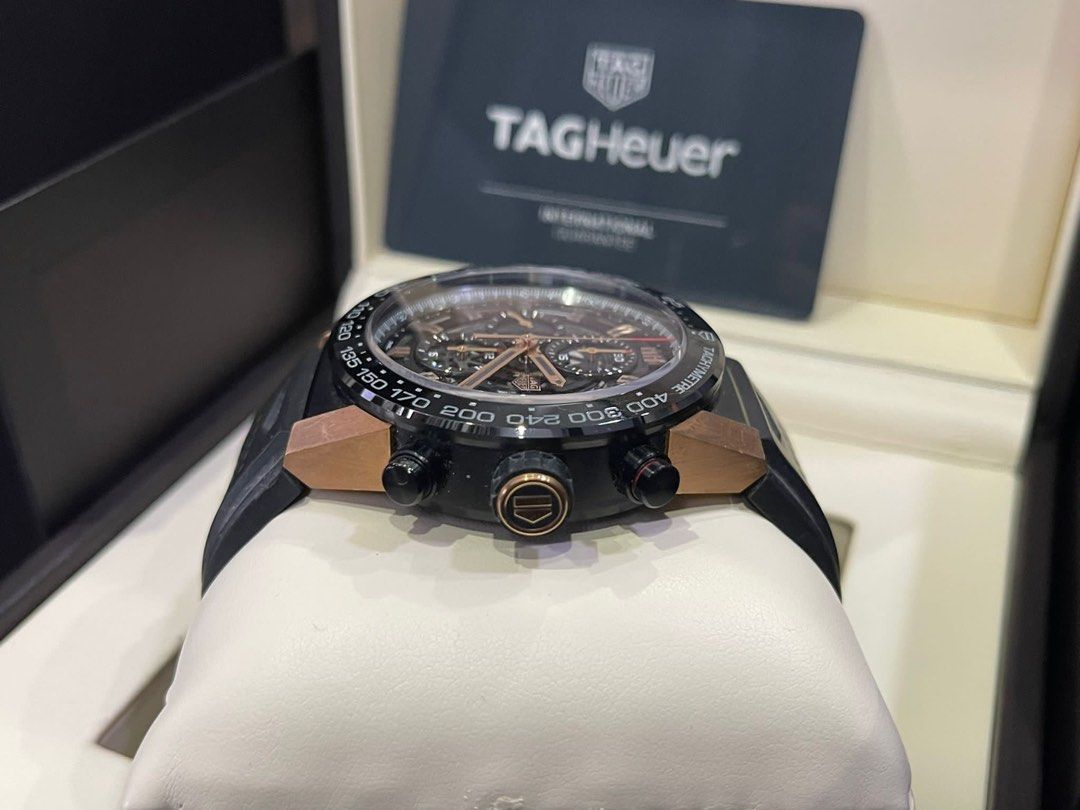 TAG Heuer Carrera 01 - skeleton, rose gold lugs, full box set with card ...