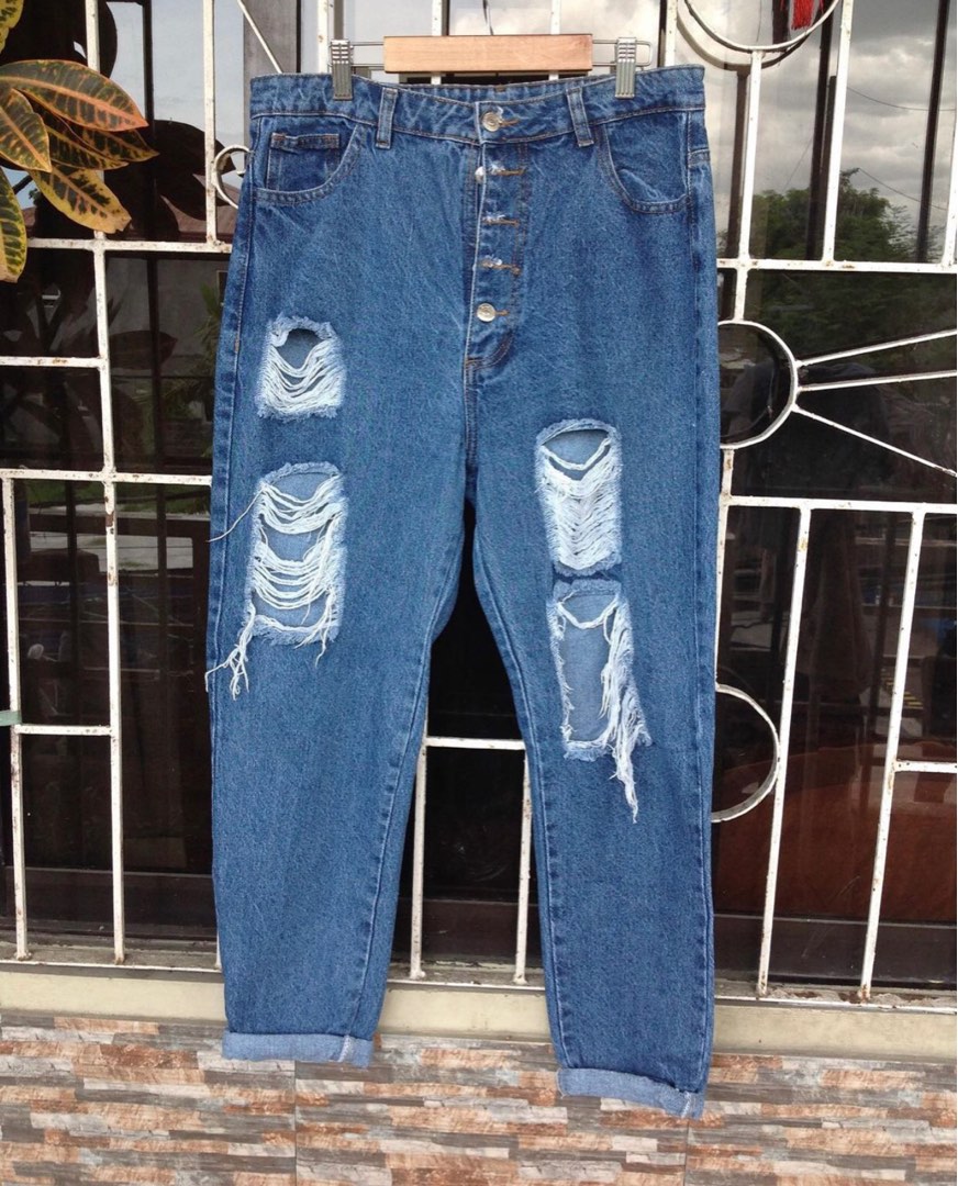 Tattered Jeans Womens Fashion Bottoms Jeans On Carousell
