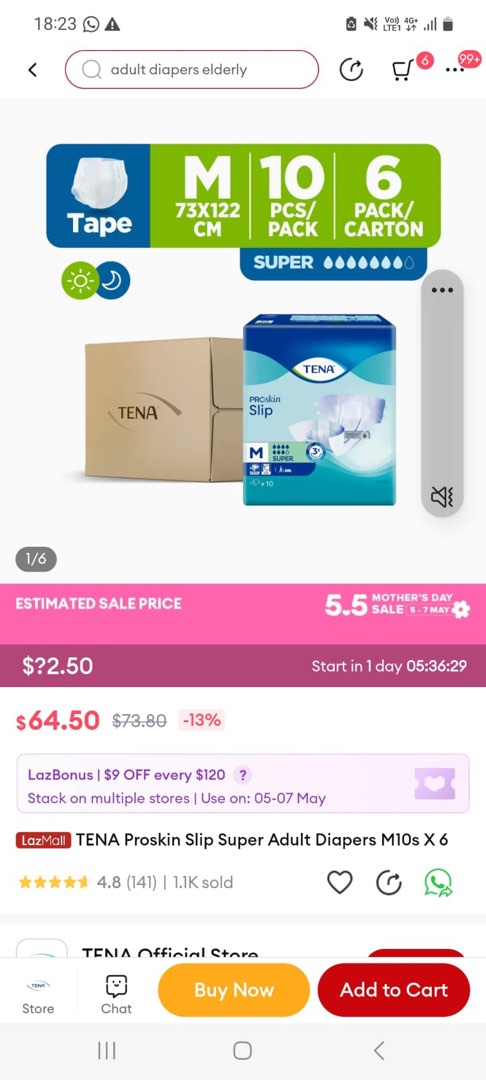 TENA Proskin Slip Super Adult Diapers size M, Beauty & Personal Care, Sanitary Hygiene on Carousell