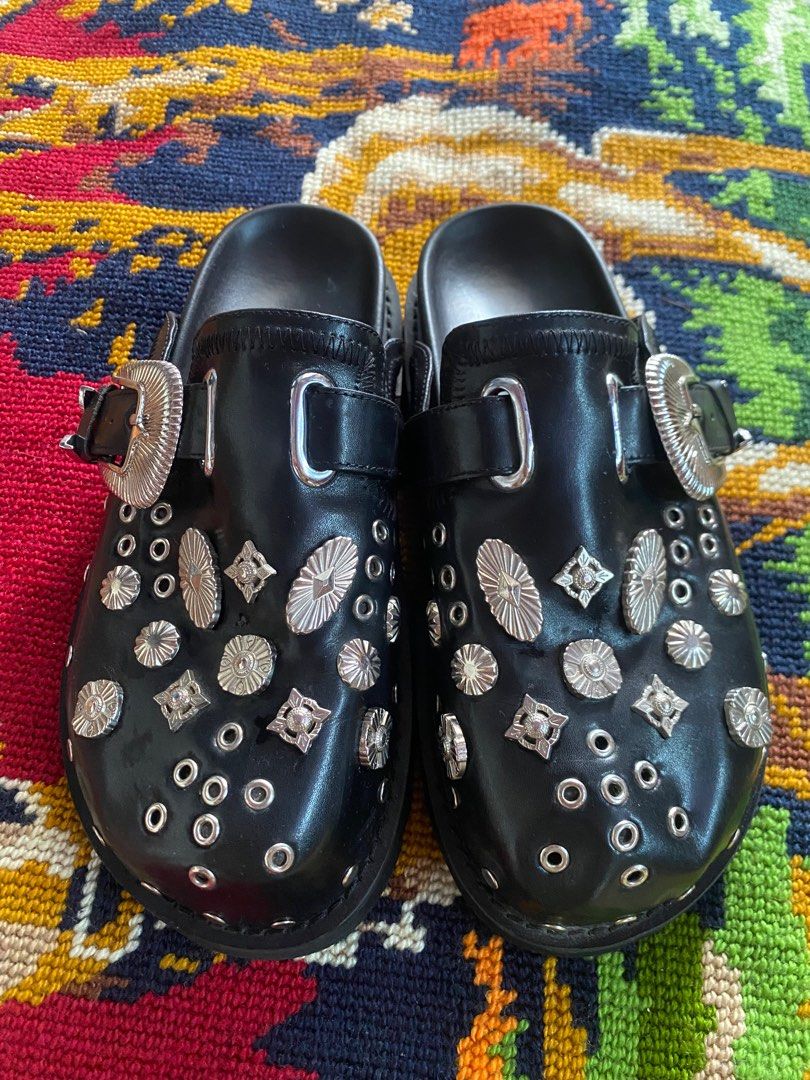 Toga Pulla Black Leather Buckled Clogs, Men's Fashion, Activewear on ...