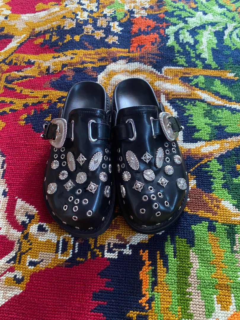 Toga Pulla Black Leather Buckled Clogs, Men's Fashion, Activewear on ...