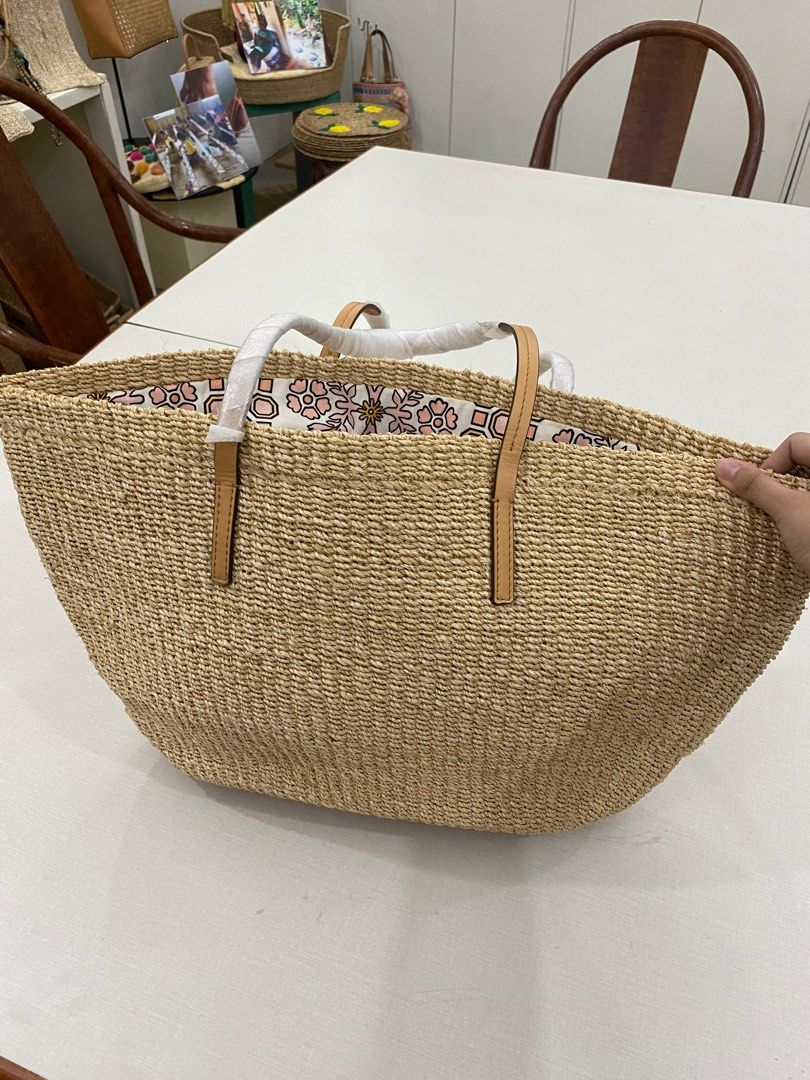 Tory Burch Straw Liability Bag, Luxury, Bags & Wallets on Carousell