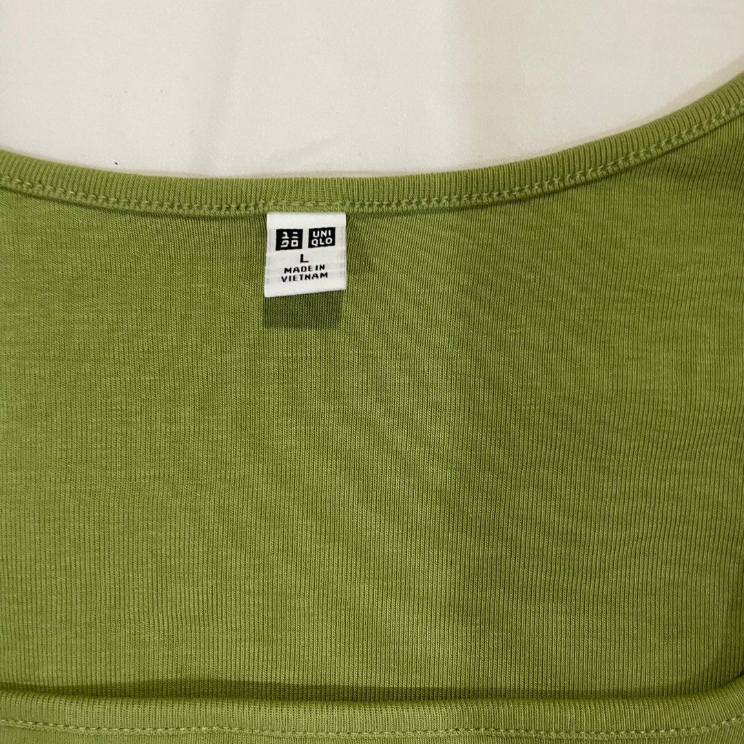Uniqlo Green Squareneck Crop Top, Women's Fashion, Tops, Sleeveless on ...