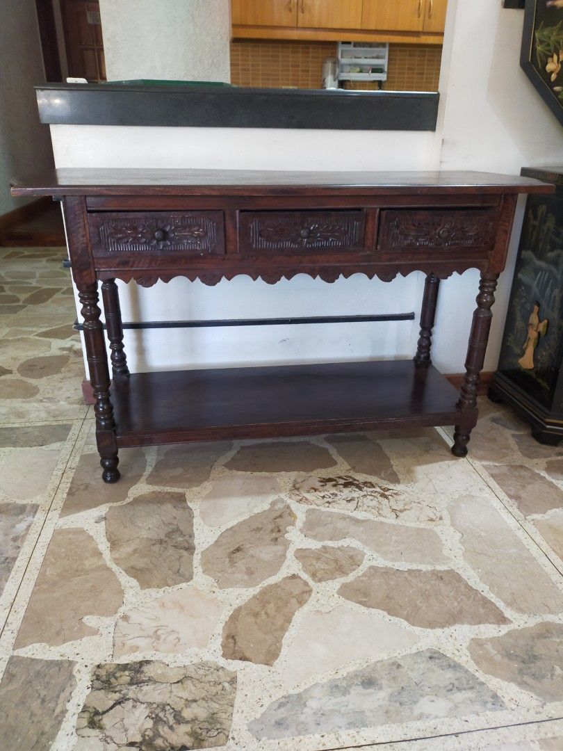 Vintage Console Table W/ 3 Drawers, Furniture & Home Living, Furniture ...