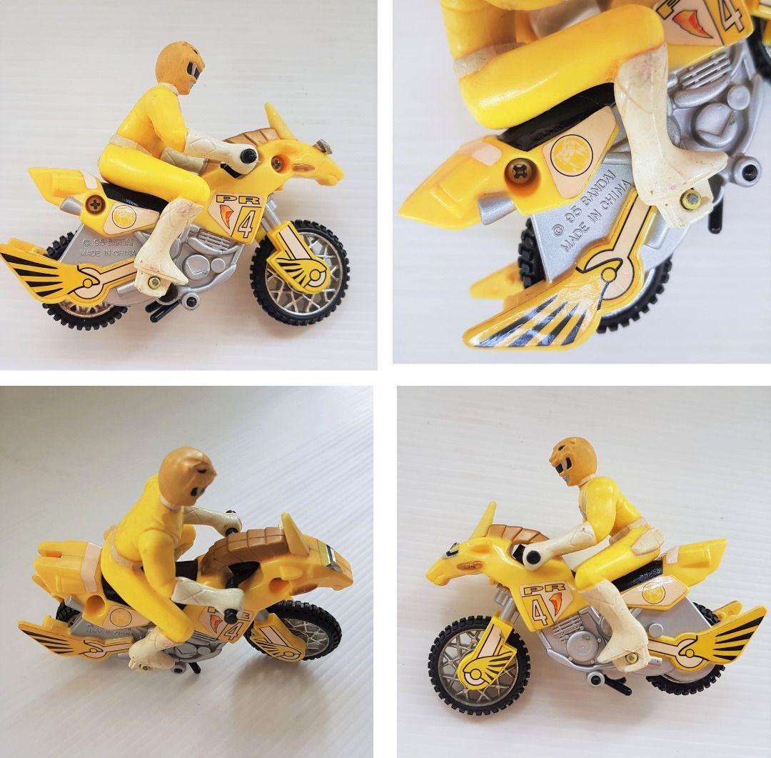 Vintage Power Rangers, Yellow Ranger on Motorbike, Action Hero, Action ...
