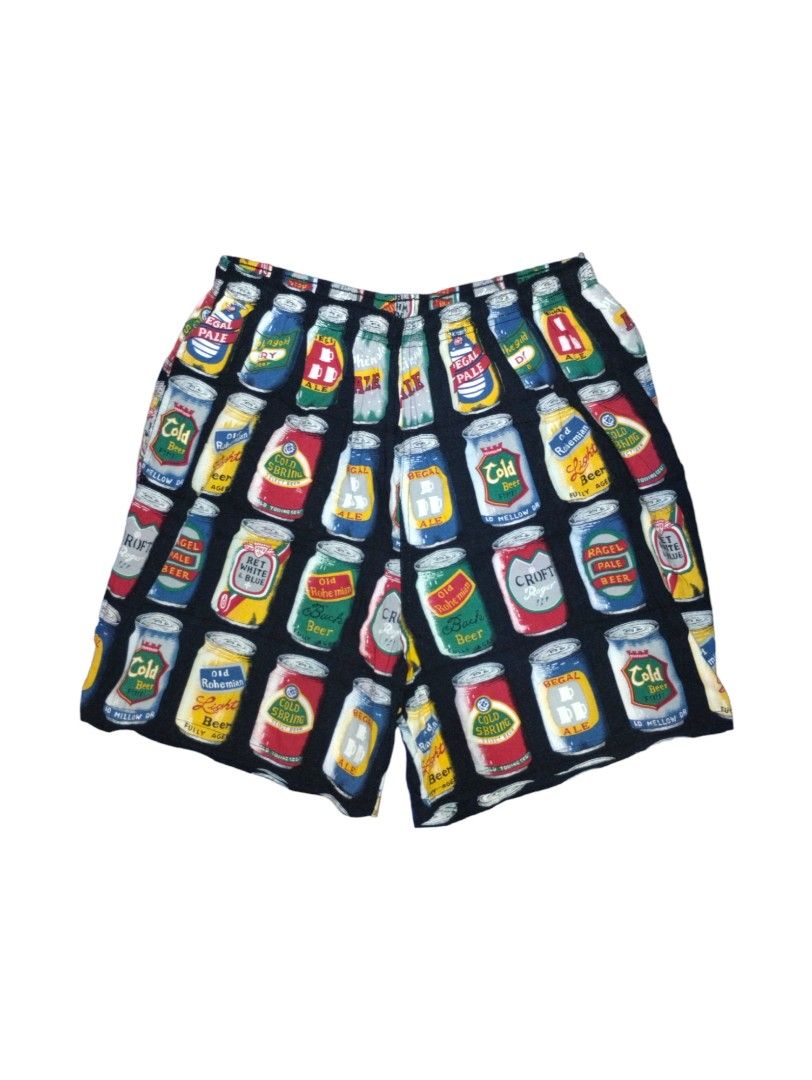 Vintage AOP Board Shorts Beer Can Graphics Spring '95, Men's Fashion ...