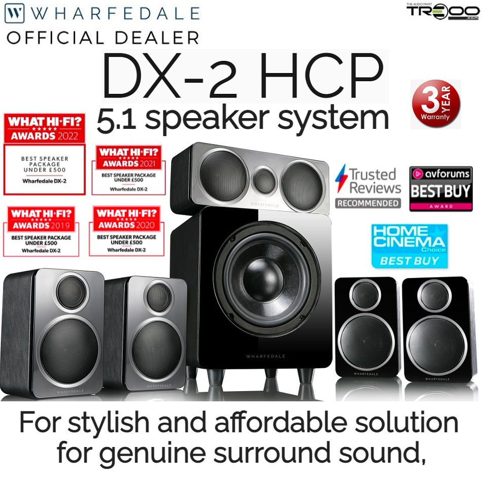 Wharfedale DX-2 HCP 5.1 Passive Surround and Centre Speaker With 8-inch (8") Powered Subwoofer ...