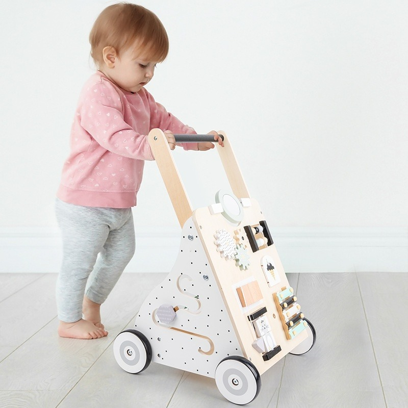 Wooden Busy Baby Toddler Push Pull Learning Walker, Babies & Kids ...
