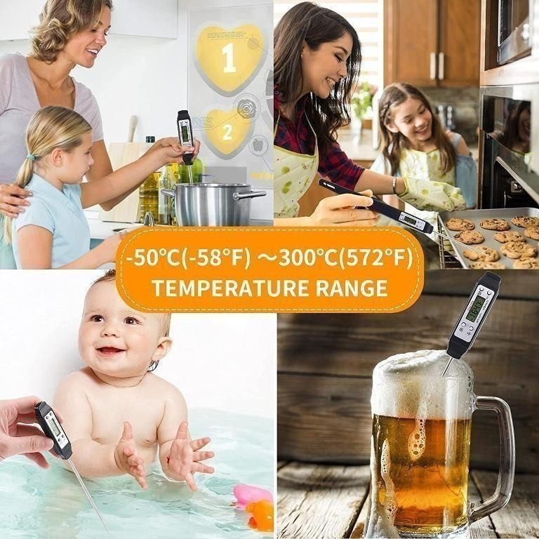 X6017 Black Meat Thermometer , with Mini Pen Long Probe Instant Read ...