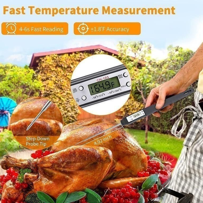 X6017 Black Meat Thermometer , with Mini Pen Long Probe Instant Read ...