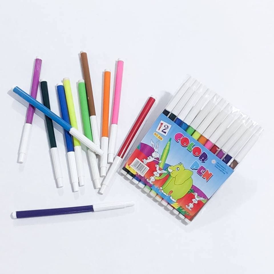 12pcs Assorted Colored Pen Set Permanent Marker Colorpen Arts & Crafts ...