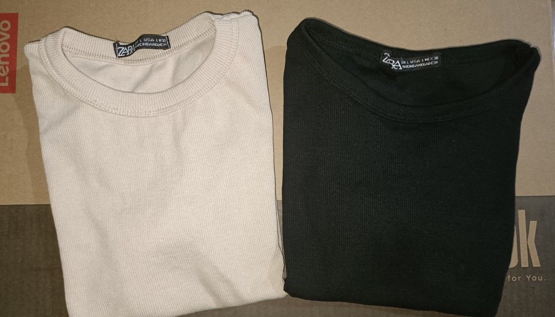 All in ! 3 PCs Zara (2)Basic Full Length Top(1) Zara Body Suit on Carousell