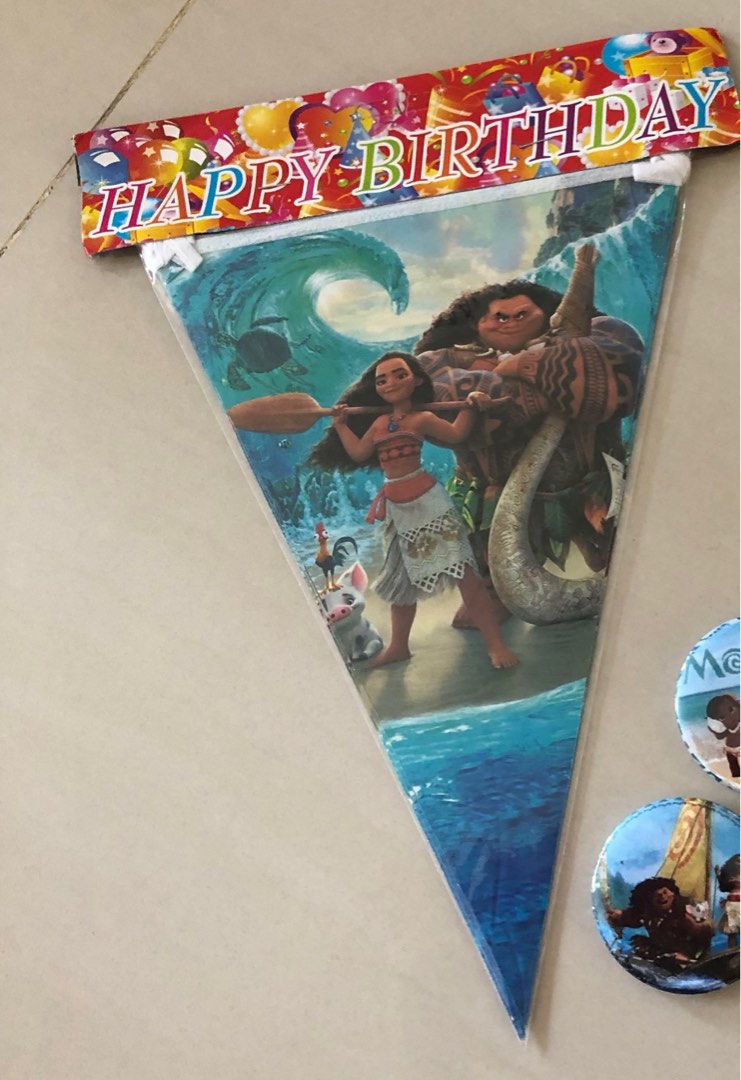 $3.50 Disney princess moana triangle flag, Hobbies & Toys, Stationery ...