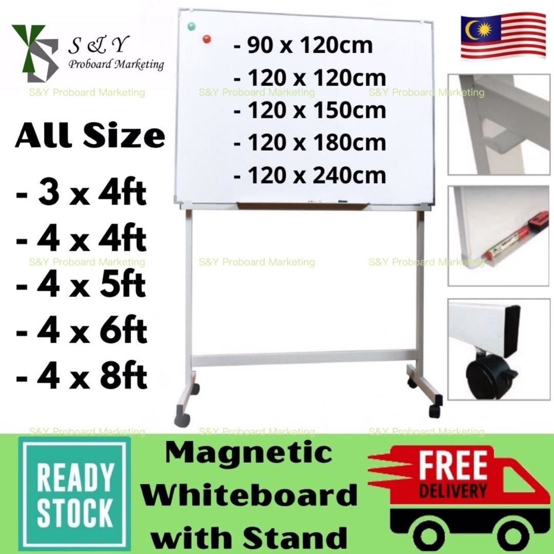 3x4 Magnetic Whiteboard With Stand Size White Board Hobbies Toys