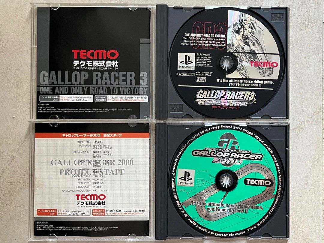 日版 PS TECMO GALLOP RACER GR 1 2 3 2000 疾馳賽馬 賽馬模擬遊戲一套 4 集 (可散買, 電子遊戲, 遊戲 ...