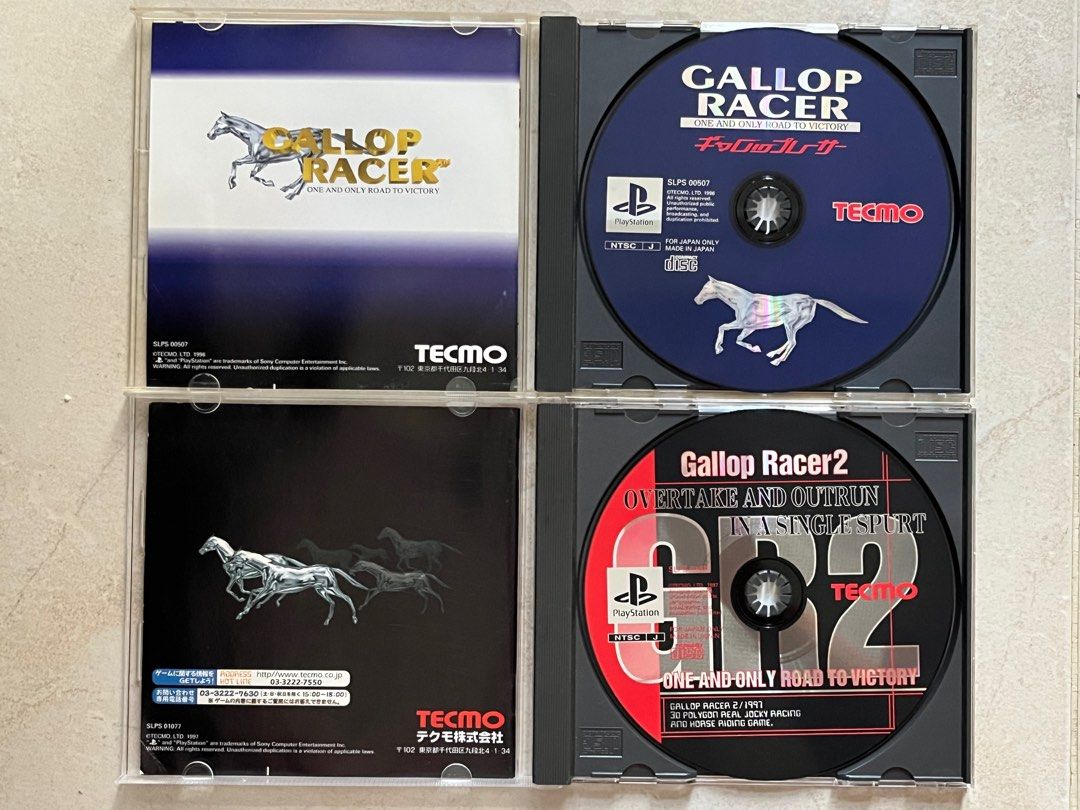 日版 PS TECMO GALLOP RACER GR 1 2 3 2000 疾馳賽馬 賽馬模擬遊戲一套 4 集 (可散買, 電子遊戲, 遊戲 ...