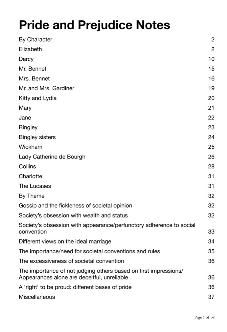 A Level Literature Pride and Prejudice Notes, Hobbies & Toys, Books ...
