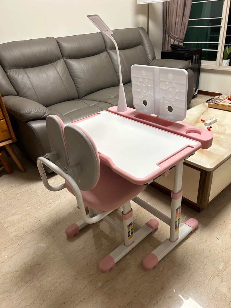 Adjustable height study table set with table lamp and reading stand ...