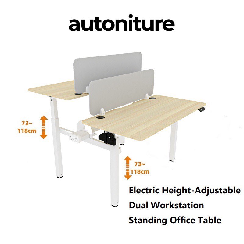 Autoniture Office Table Desk 2 Person Workstation Electric Height ...