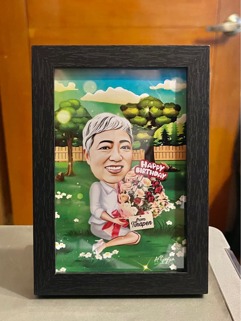 Caricature Art in 4R Frame on Carousell