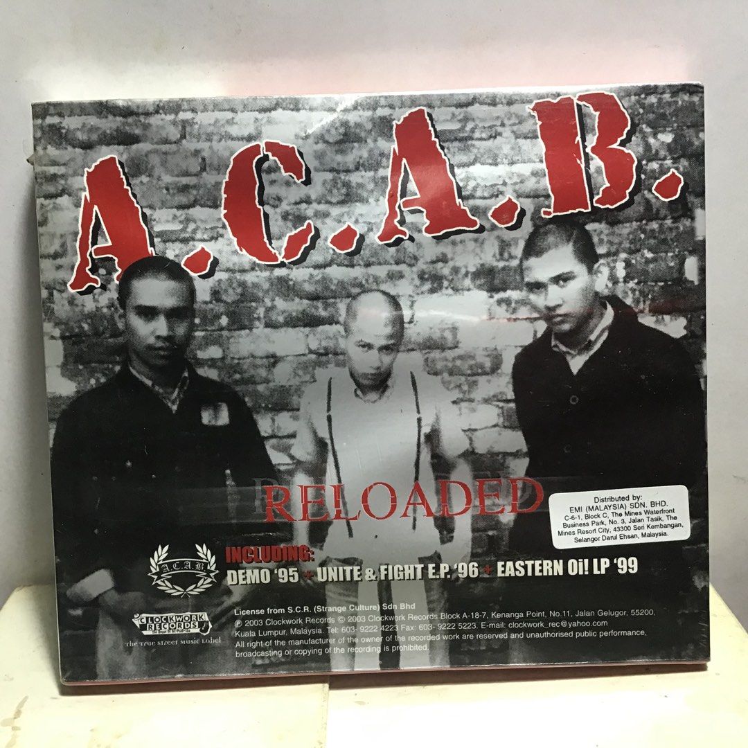 CD ACAB A.C.A.B. - Reloaded OOP 2003 CLOCKWORK RECORDS Anubis Malaysia ...
