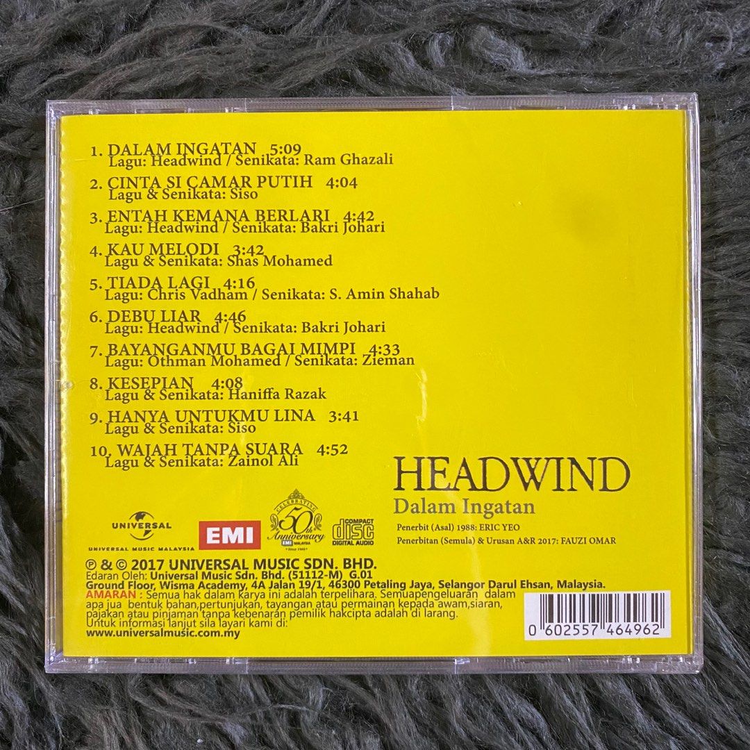 CD HEADWIND Dalam Ingatan, Hobbies & Toys, Music & Media, CDs & DVDs on Carousell