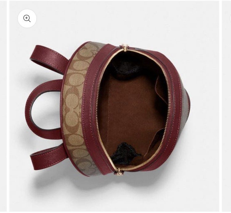 Coach Kenley Backpack In Signature Canvas (Khaki/Cherry) on Carousell