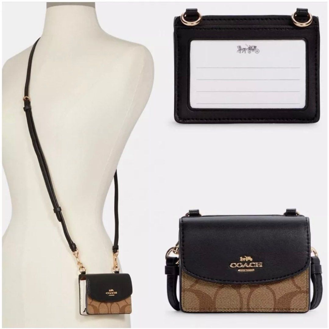 Coach Sling Card Holder Wallet in Signature Canvas, Women's Fashion ...