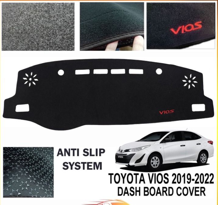Dashboard Cover for Toyota Vios 2019 to 2023 Dash board High Quality Dash Mat RED / BLACK LINING ...