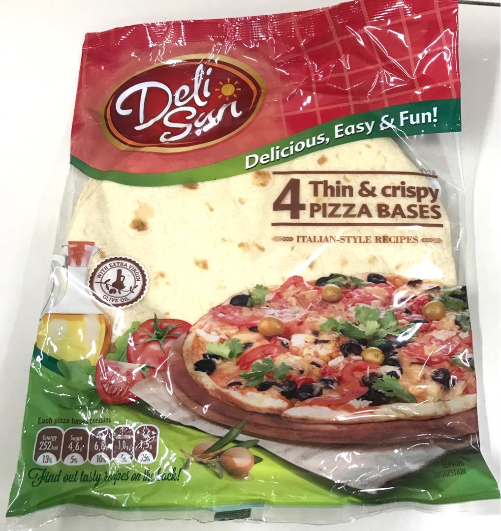 Deli Sun 4 Pizza Bases Thin & Crispy 320g Pizza Crust, Food & Drinks ...