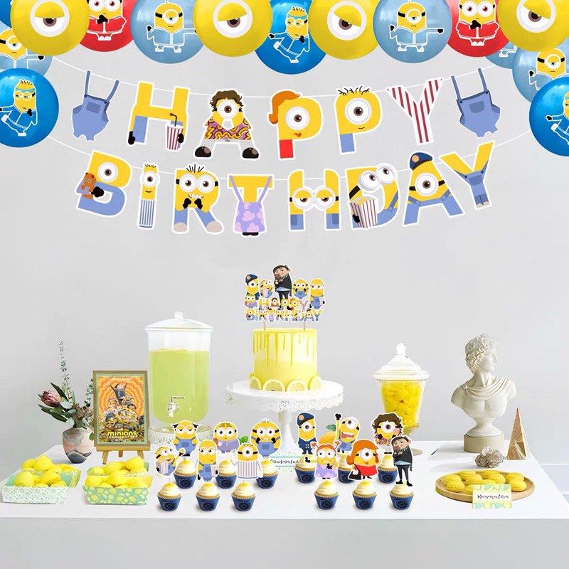 Despicable Me Minion Happy Birthday Party Backdrop Tablecloth, Hobbies ...