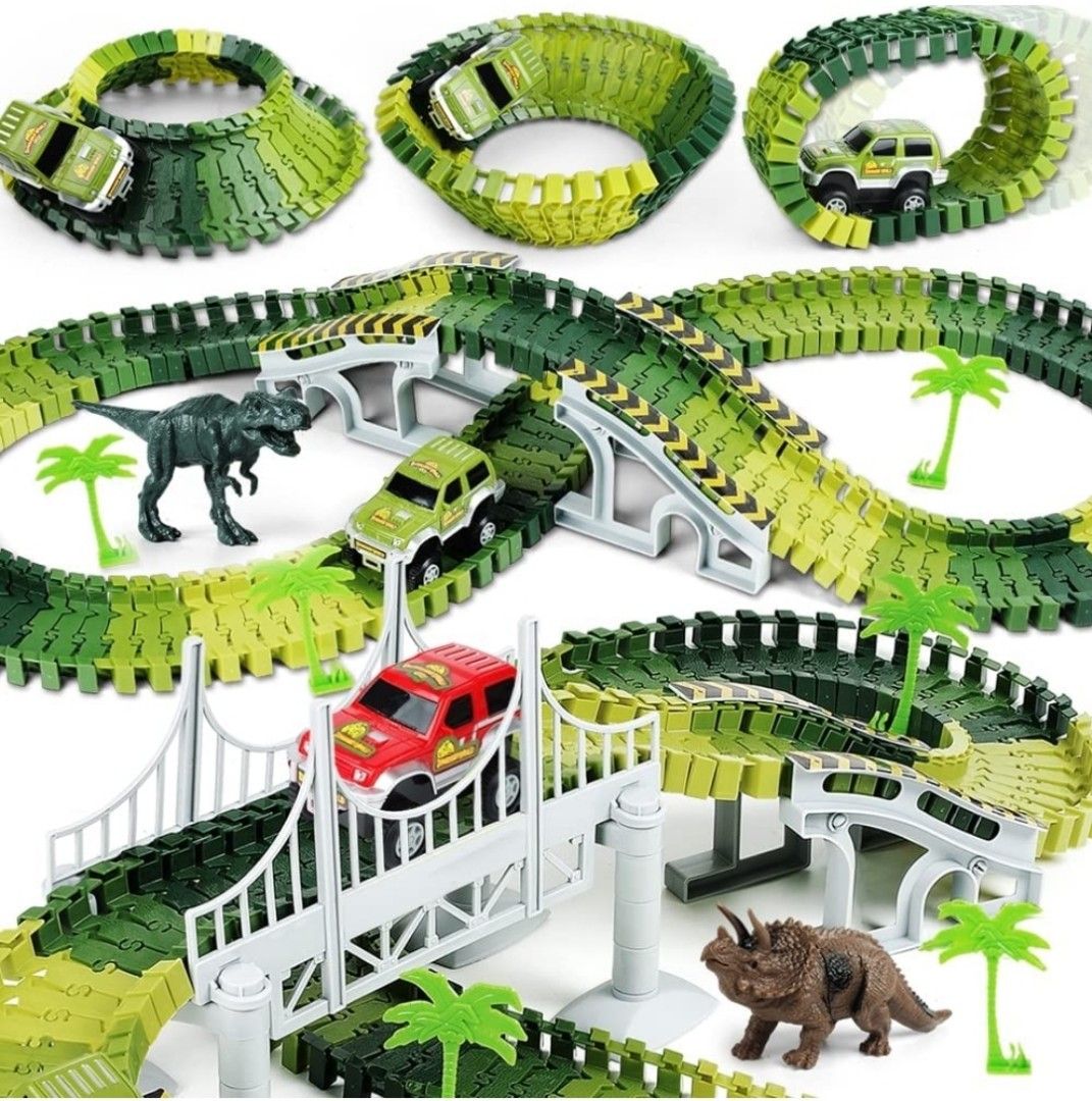 Dinosaur Race Car Track with Flexible Track, Hobbies & Toys, Toys ...