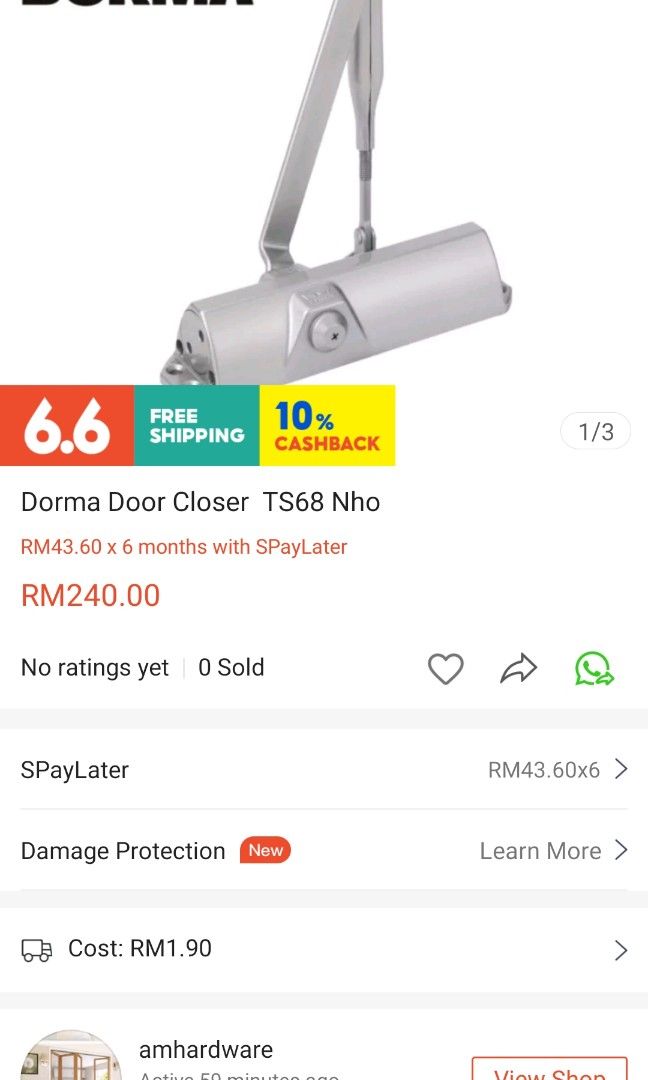 Door closer brand DORMA fullset, Furniture & Home Living, Furniture ...