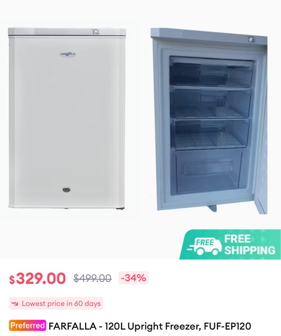 Farfalla freezer - 120L, TV & Home Appliances, Kitchen Appliances ...