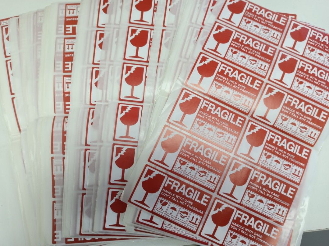 Fragile Sticker (1 sheet 12pcs sticker), Everything Else on Carousell