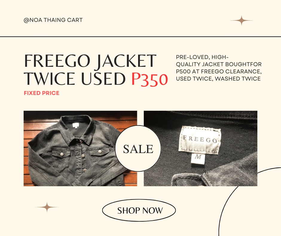 Freego cool denim jacket black high quality pre-loved (like new ...