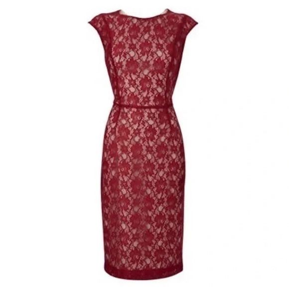 French Connection Red Lace Sheath Dress on Carousell