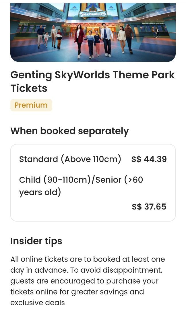 Genting Skyworlds Theme Park Tickets 4x Adult, Tickets & Vouchers ...