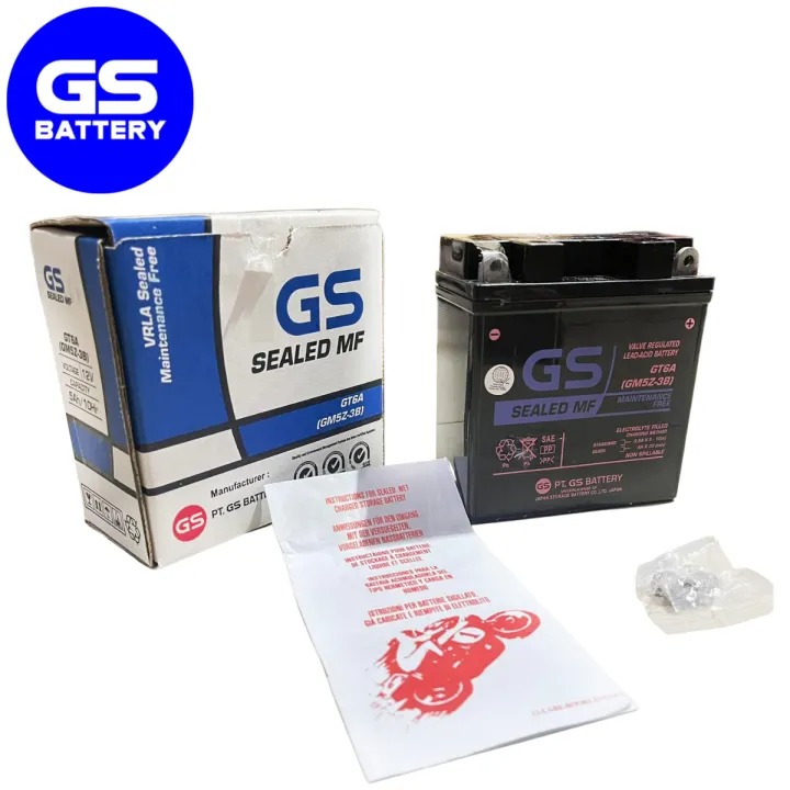 GS Motorcycle Battery GT6A (GM5Z-3B) with Solution Kit for HONDA WAVE ...