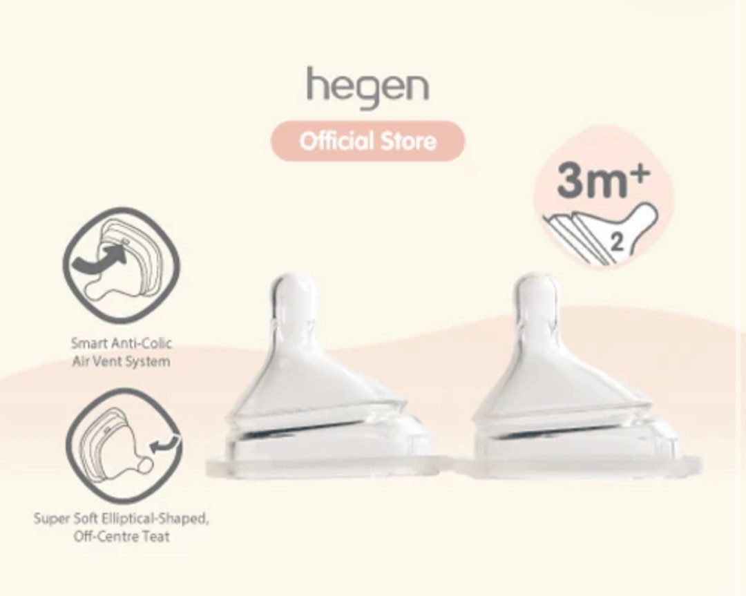 Hegen Teat Medium Flow, 2-Pack (3 to 6 months), Babies & Kids, Nursing ...