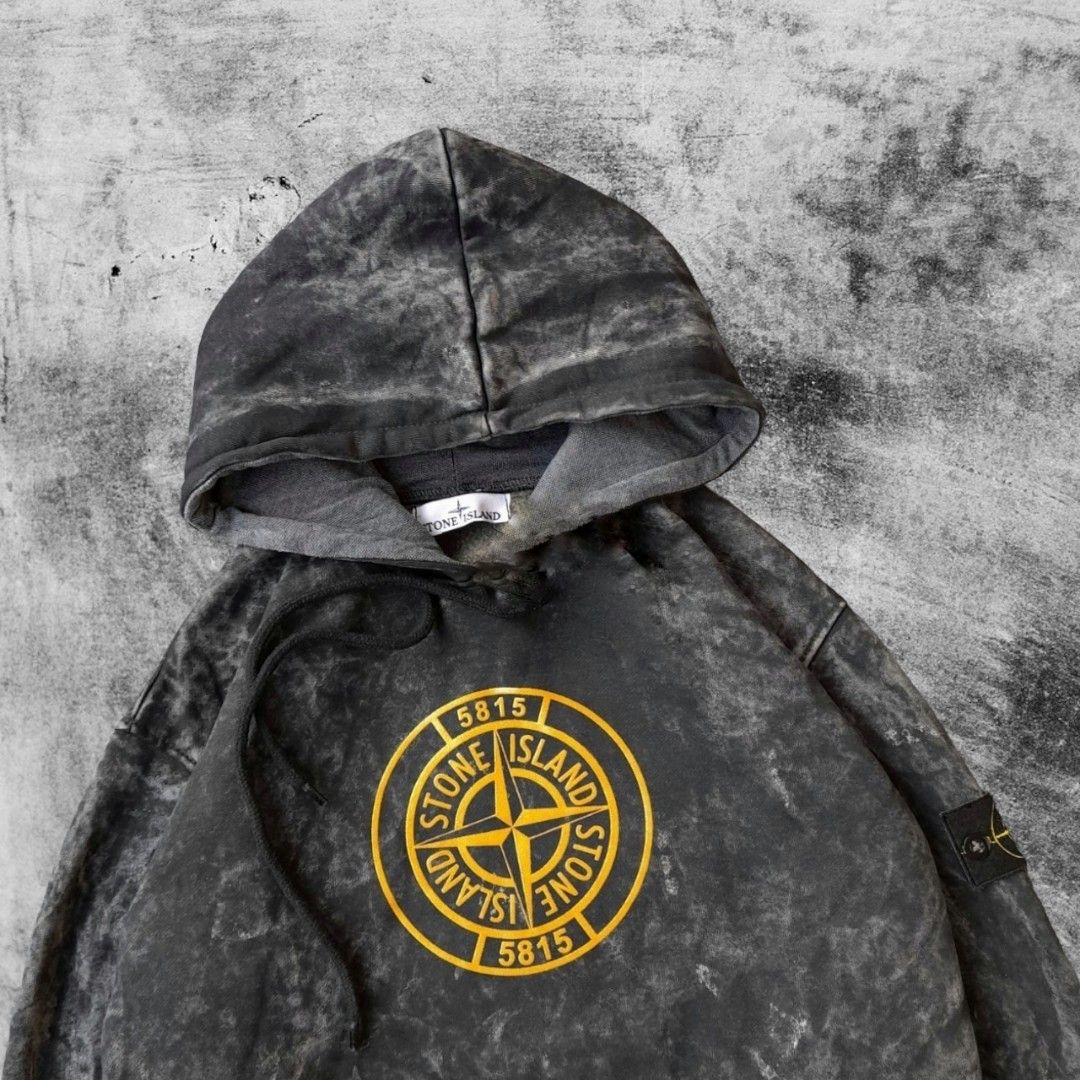 Hoodie Stone Island 5815 Sandwash Hitam, Fesyen Pria, Pakaian , Baju ...