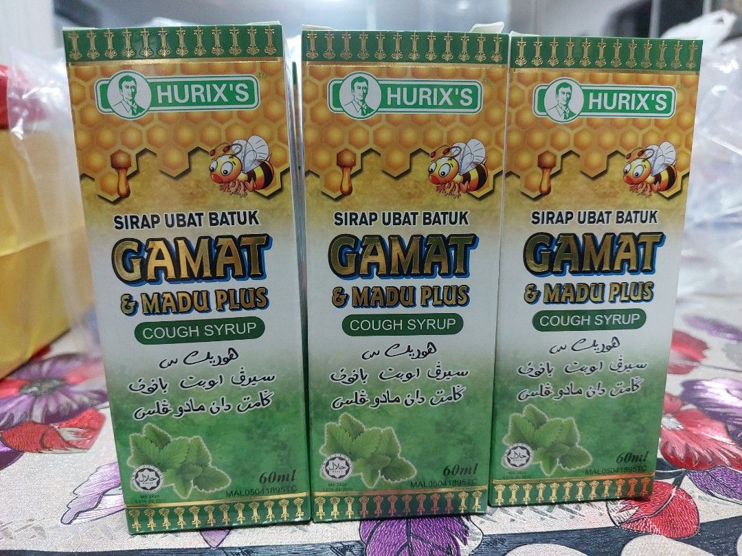 Hurix's Gamat & Madu Plus Cough Syrup 60ml, Health & Nutrition, Health ...