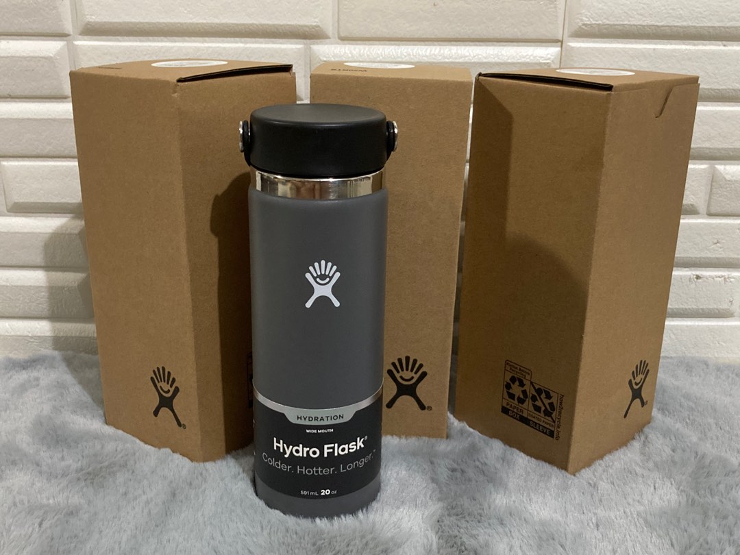 Hydro Flask Wide Mouth Bottle with Flex Cap - 20oz - Stone on Carousell