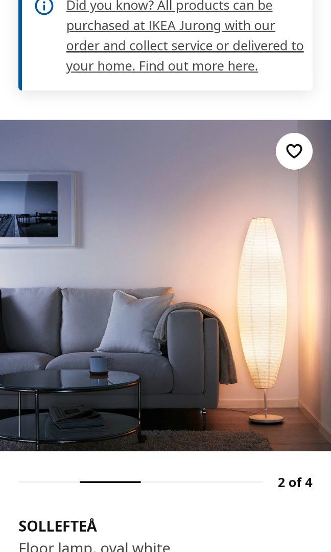 Ikea solleftea floor lamp - like new, Furniture & Home Living, Lighting ...