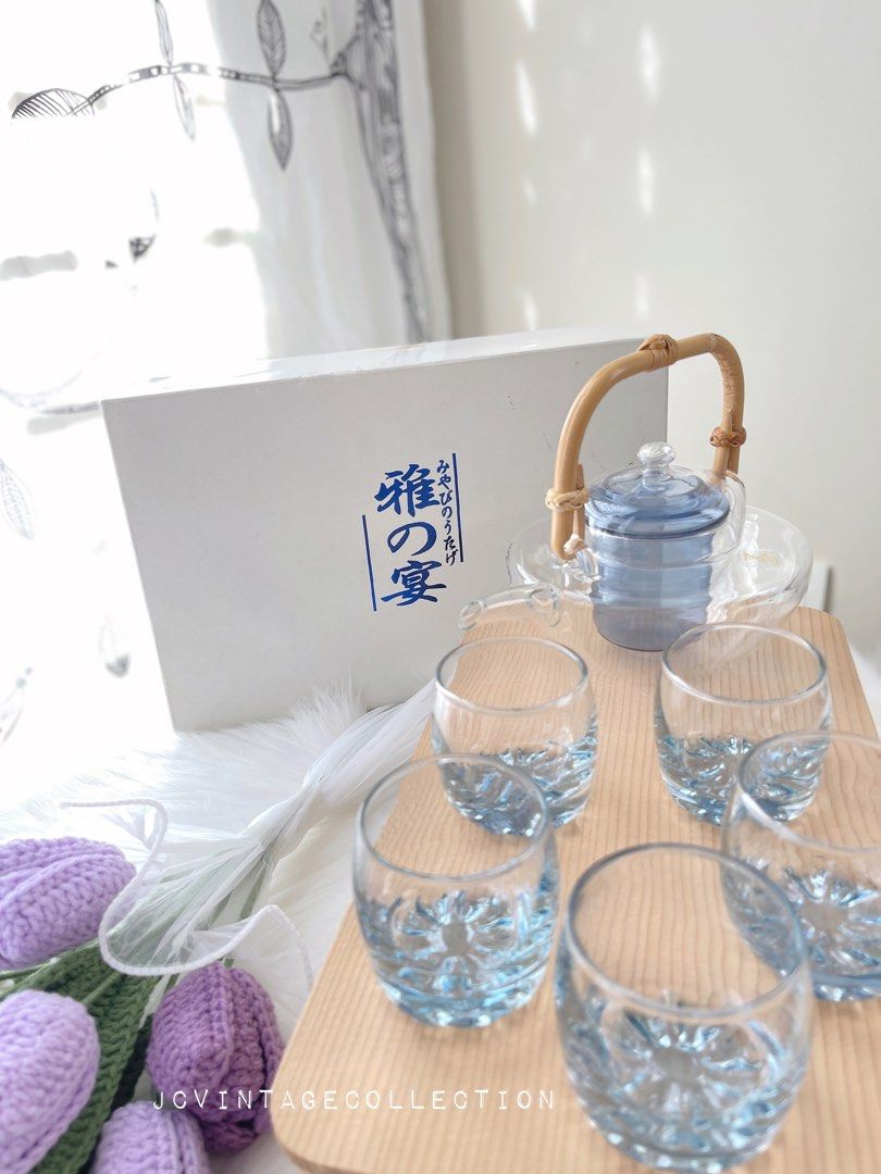 Japanese Elegant Glass Sake Cooler Set, Furniture & Home Living ...
