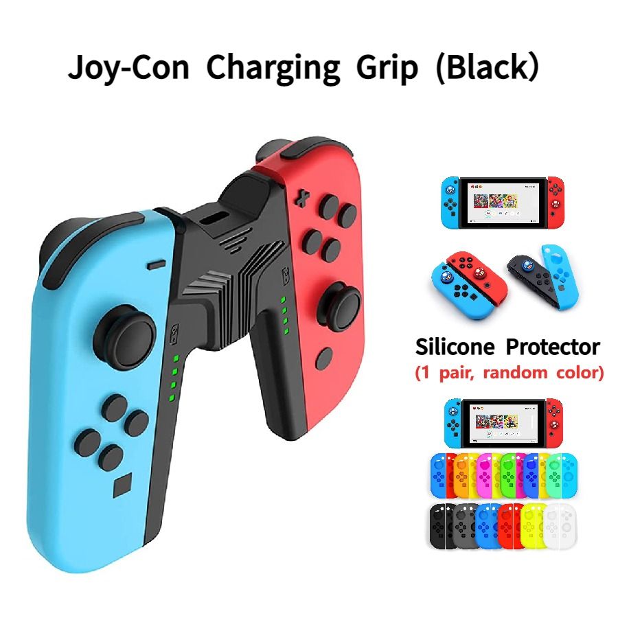 JoyCon Controller Charging Grip with Silicone Cover Case for Nintendo ...