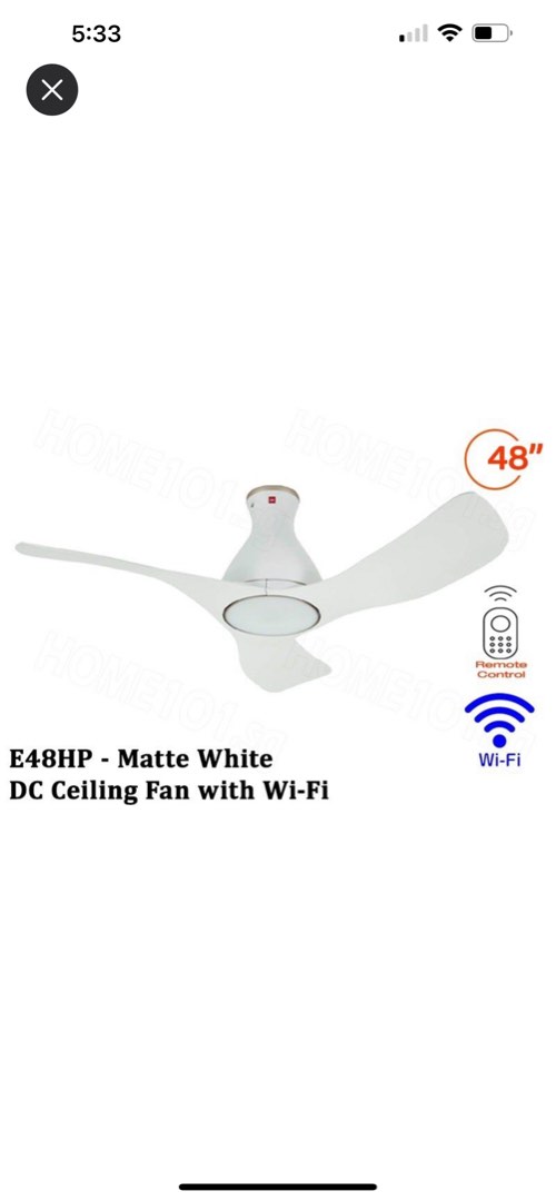 KDK E48HP CEILING FAN WITH NO LIGHT AND COMES WITH WIFI CONTROL WITH ...